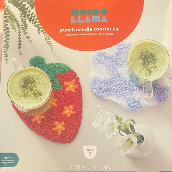 Mondo Llama | Other | Mondo Llama Punch Needle Coaster Kit Red And Blue ...
